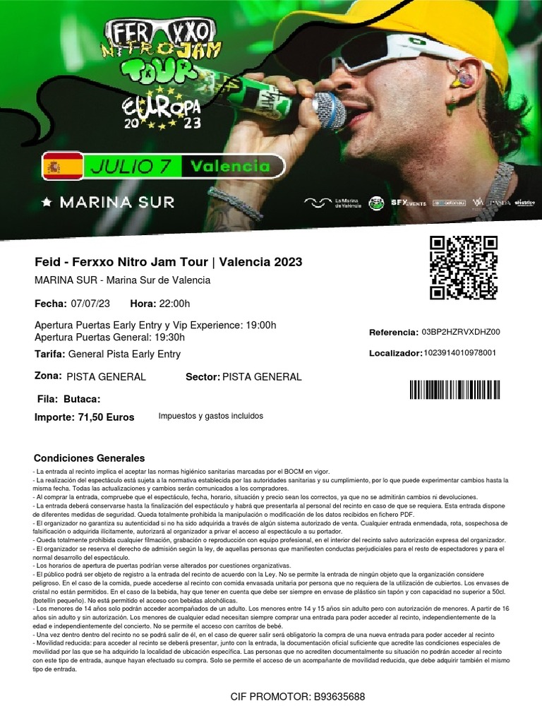 Entrada Feid Valencia | PDF