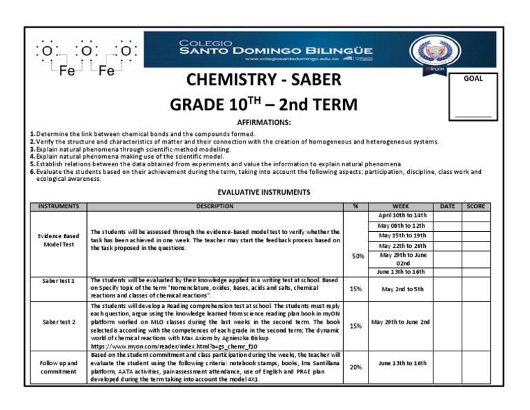10 Grade - Chemistry - Second Term2023 (F.V) | PDF | Chemistry ...