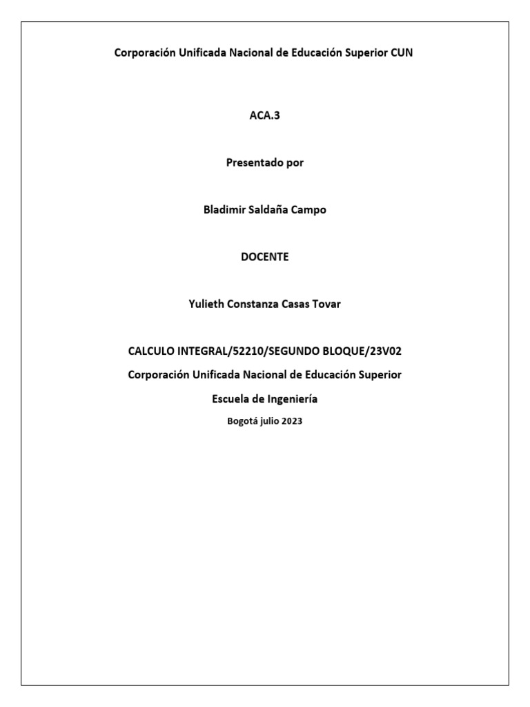ACA 3 Calculo | Descargar gratis PDF | Integral | Cálculo