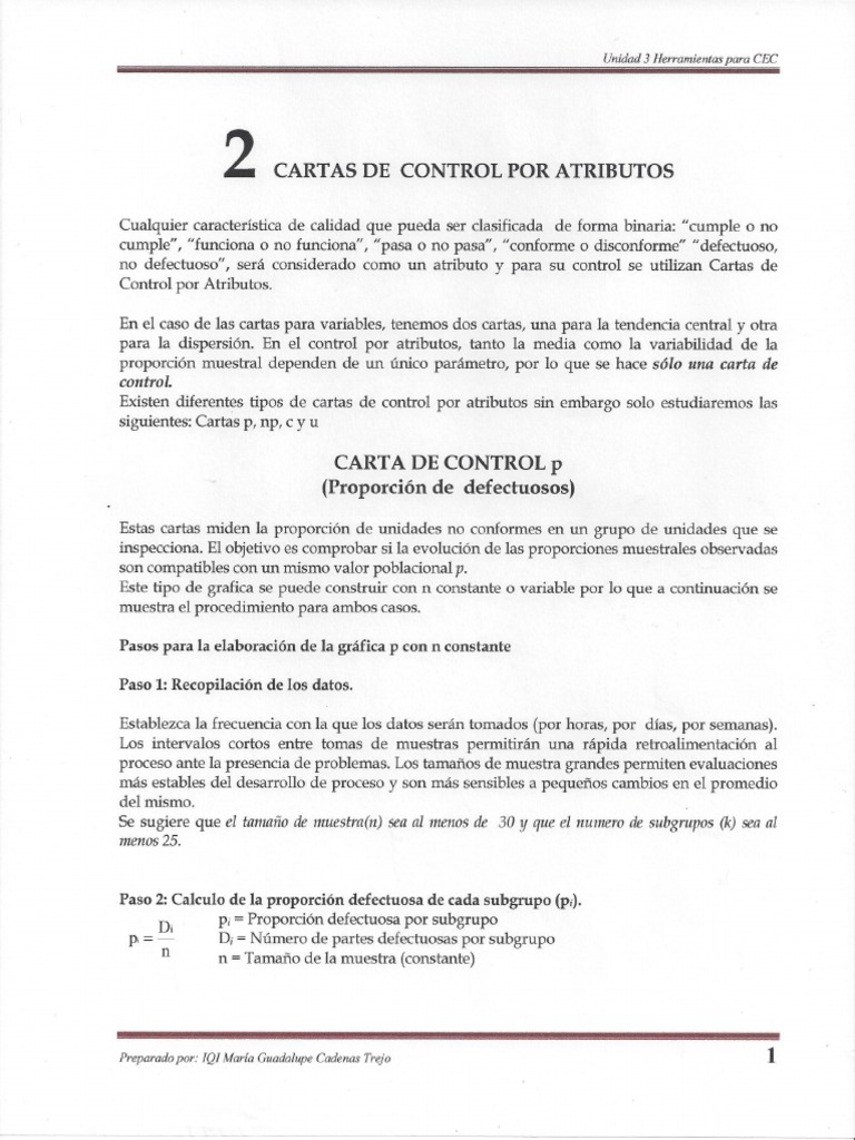 Cartas de Control Por Atributos | PDF