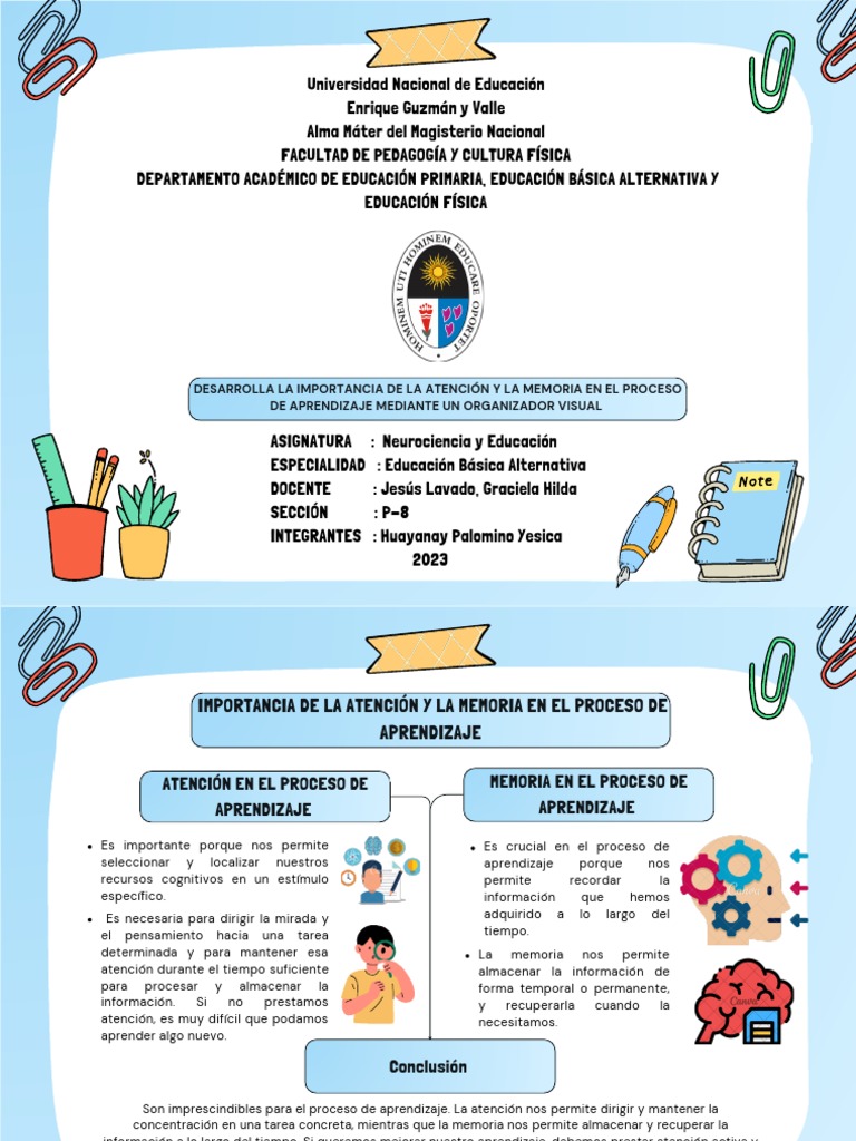 Importancia de La Atención y La Memoria en El Proceso de Aprendizaje | PDF