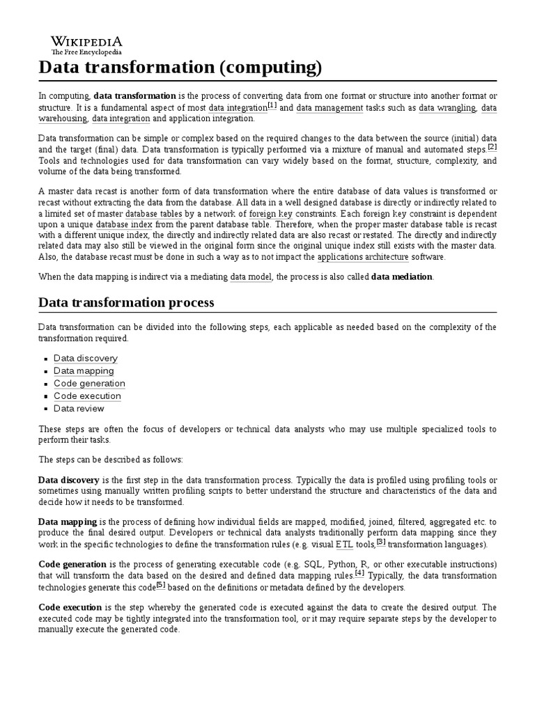 Data Transformation (Computing) | Download Free PDF | Computer Programming | Software Development