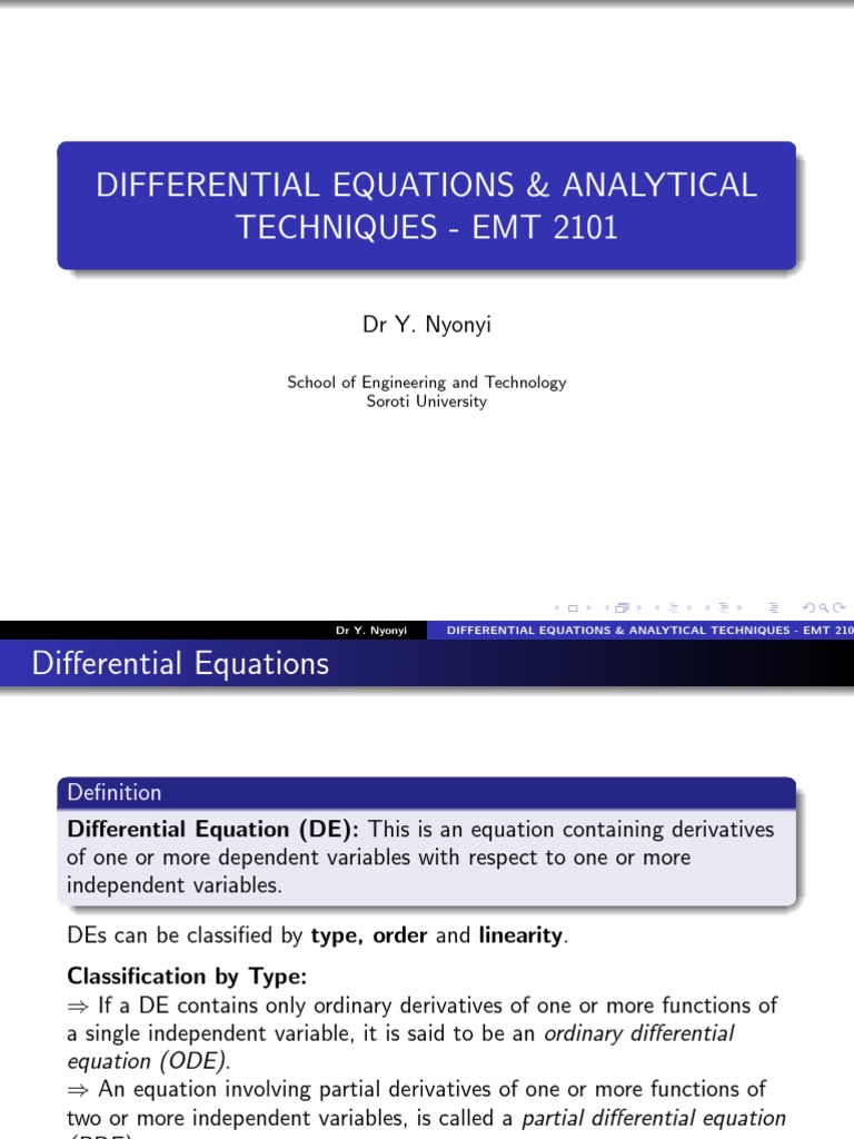 Lecture 1 (DEs 1) | PDF | Ordinary Differential Equation | Differential Equations