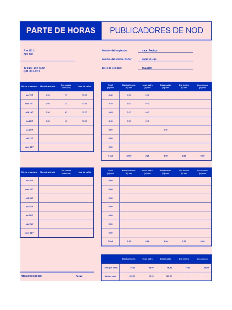 Reporte de Horas Trabajadas | PDF