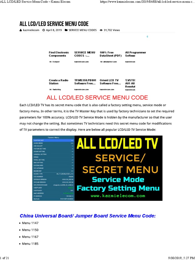 Service Menu | PDF | Information And Communications Technology ...