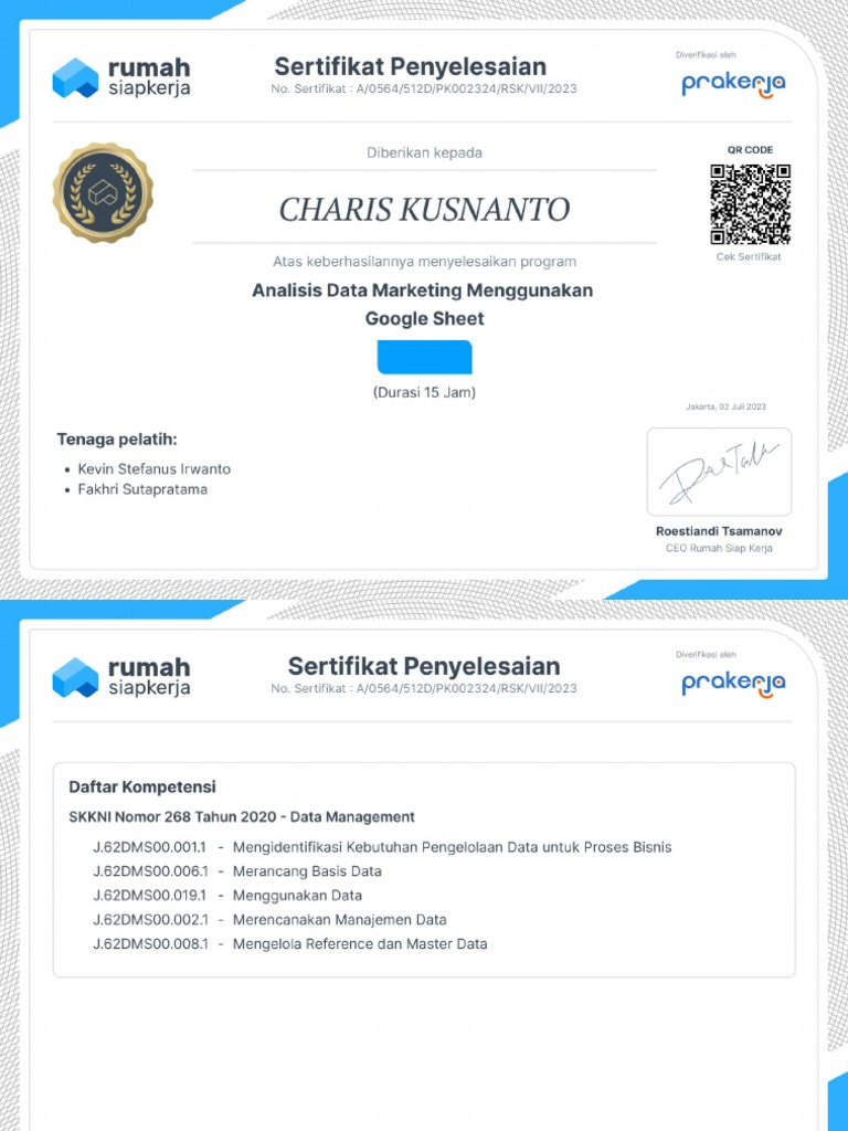 Blanko Hal1 Analisis Data Marketing Menggunakan Google Sheet A 0564 512D PK002324 RSK VII 2023 | PDF