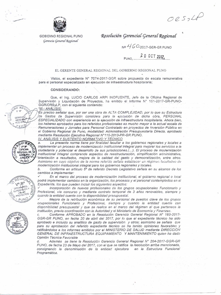 RGGR 460-2017-GGR-GR Puno Escala Cono Sur | PDF