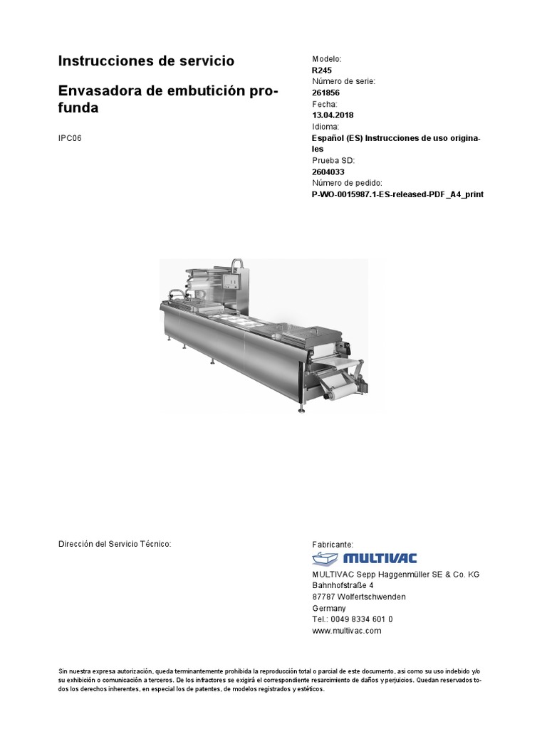 Manual de Operacion Multivac r245 | Descargar gratis PDF | Física ...