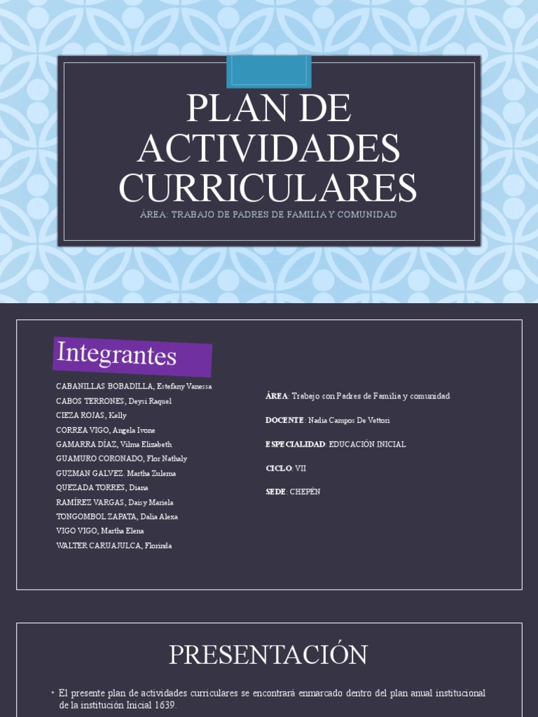 Grupo 08 - Avance Plan de Actividades Curriculares | PDF | Educación de ...
