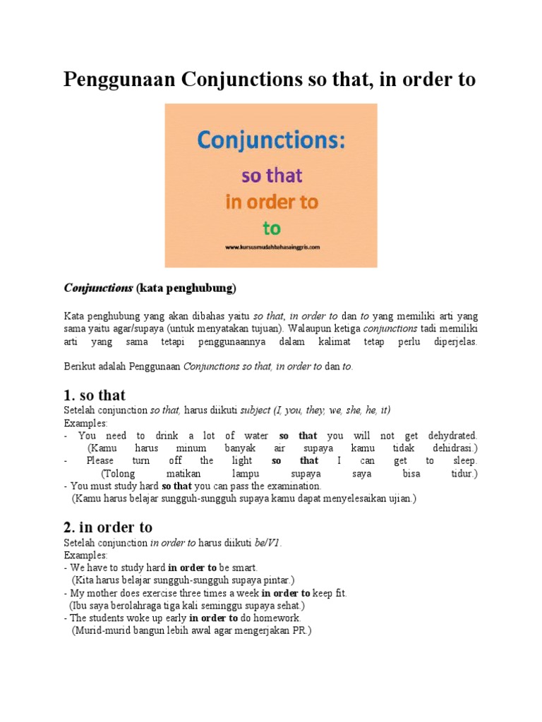 Panduan Penggunaan Conjunctions | PDF