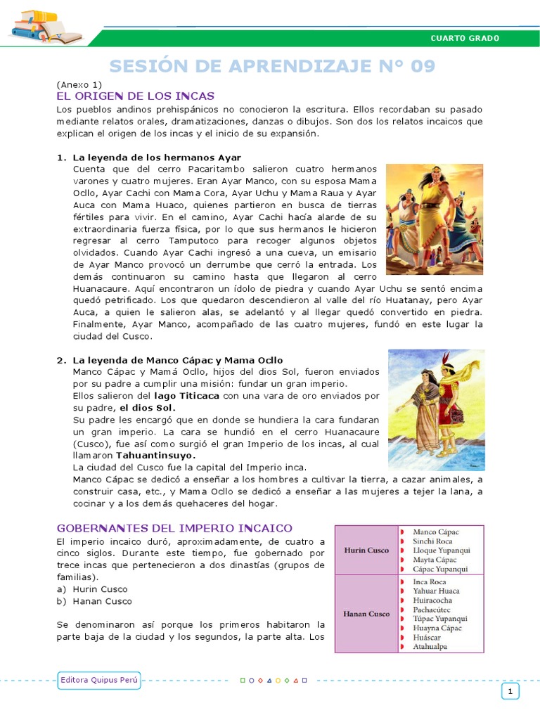 Anexo de Sesiones de Aprendizaje - EDA V Semana 2 - Editora Quipus Perú | PDF | Imperio Inca ...