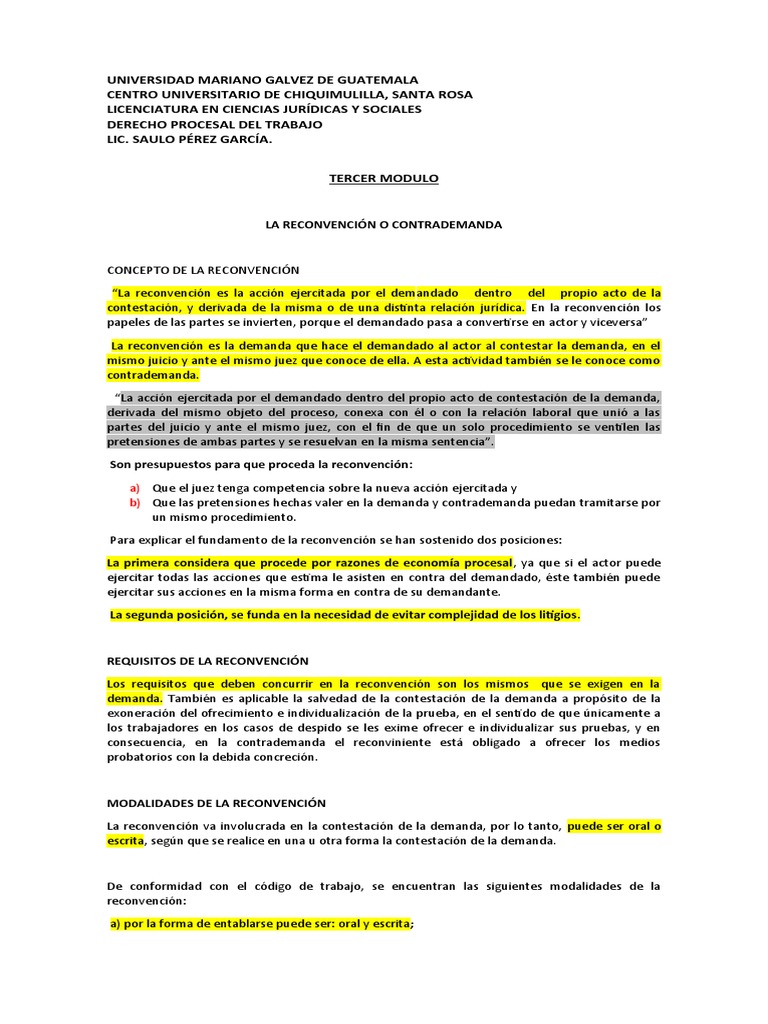 03-06 Modulo La Reconvencion | PDF | Demanda judicial | Reconvención