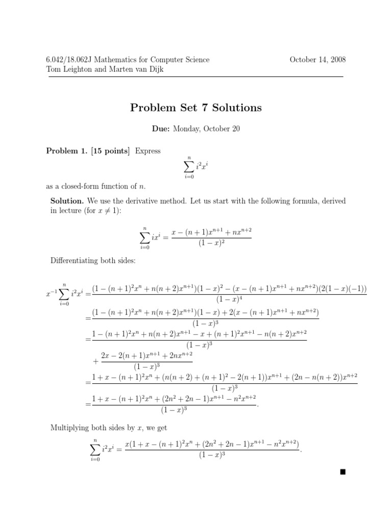 ps7 Sol | PDF | Integral | Mathematics