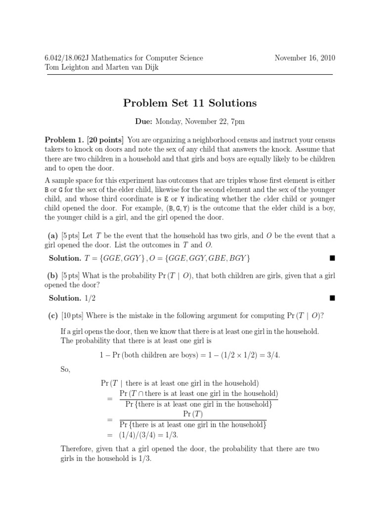 ps11 Sol | PDF | Mathematics