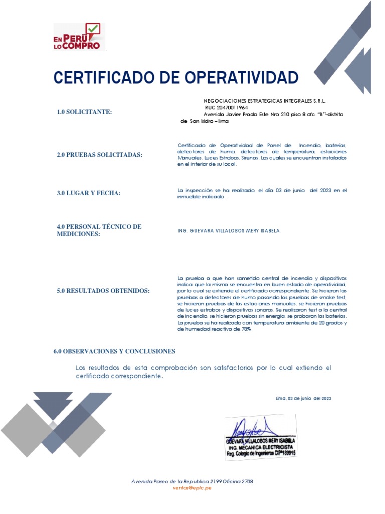 CERTIFICADOS OPERATIVIDAD | PDF