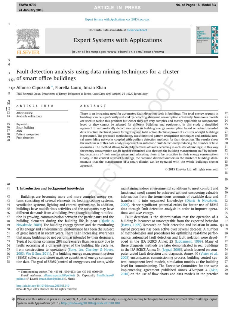 Fault Detection Analysis Using Data Mining Techniques For A Cluster of Smart Office Buildings ...