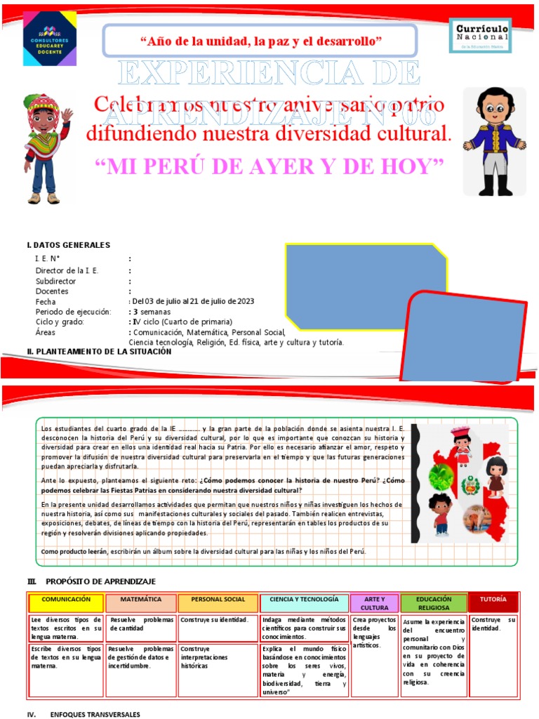 4° Experiencia de Aprendizaje N°6 Cuarto Grado | PDF | Aprendizaje | División (Matemáticas)