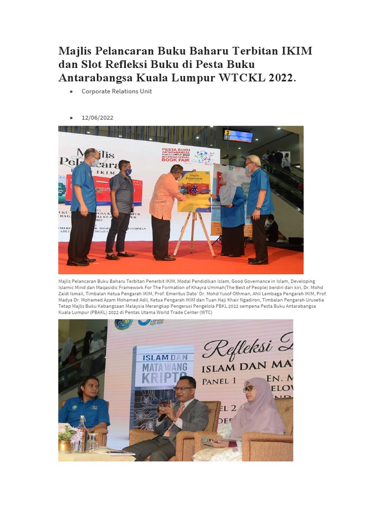 Majlis Pelancaran Buku Baharu Terbitan IKIM Dan SL | PDF