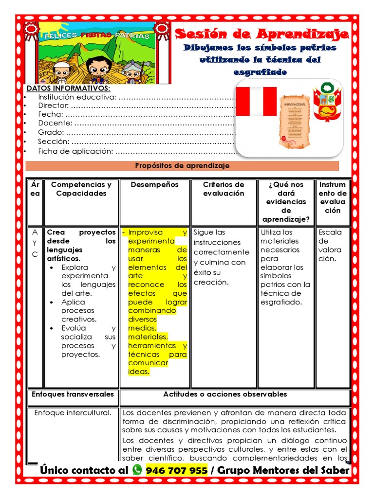 Dibujamos Símbolos Patrios con Grafiado | PDF | Pinturas | Evaluación