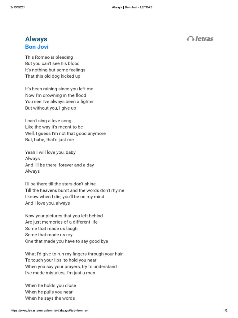 Always - Bon Jovi - LETRAS | PDF
