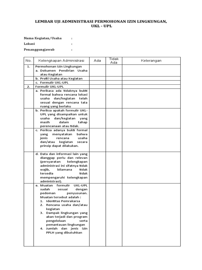 Form Uji Administrasi | PDF