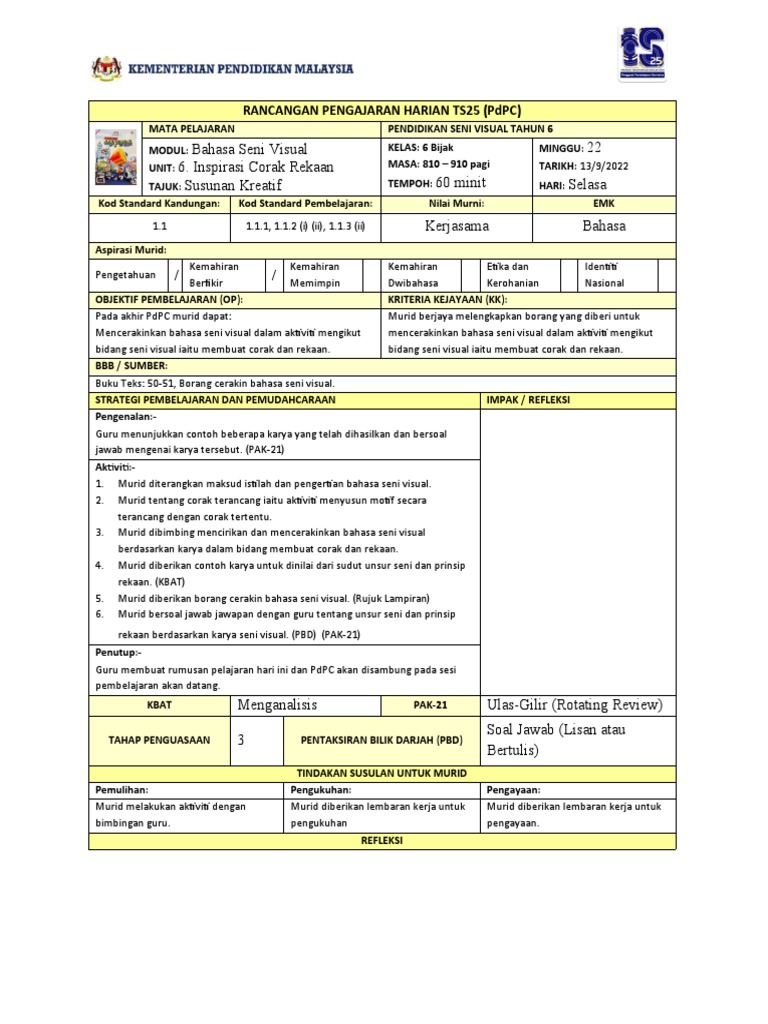 RPH PSV THN 6 TS25 | PDF | Seni | Komputer