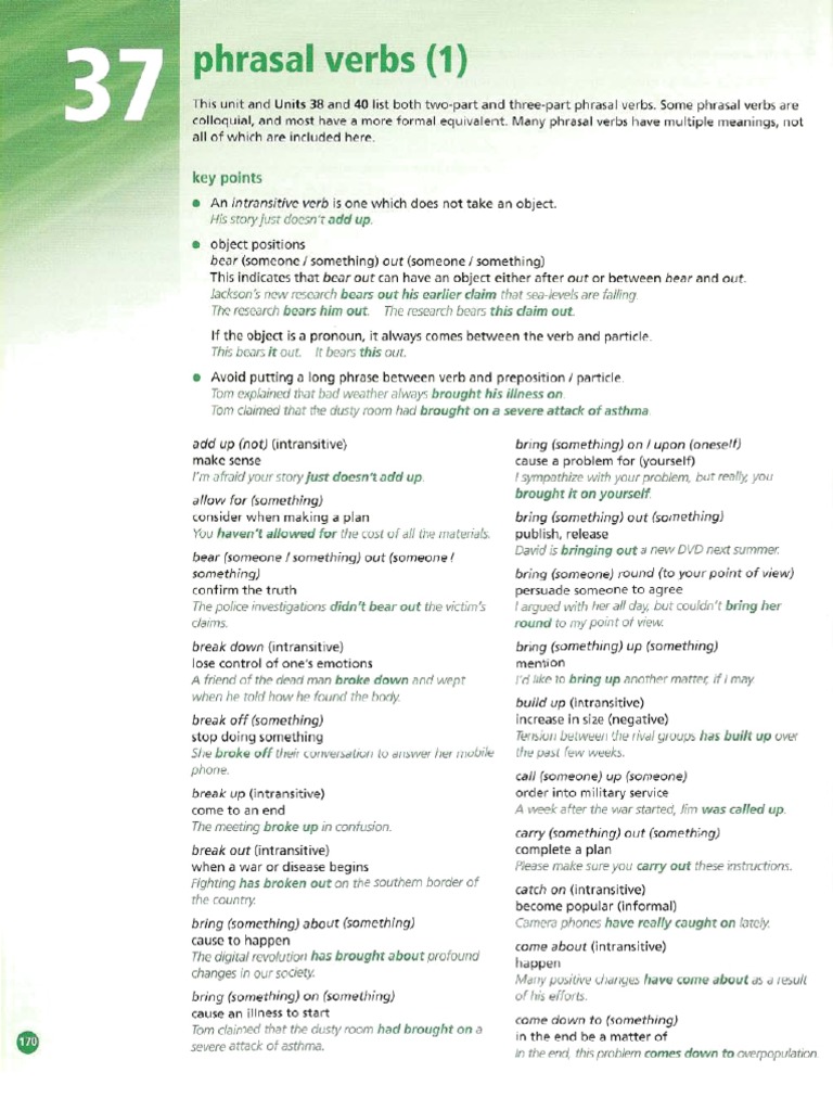 Unit 1 Phrasal Verbs Extra Practice | PDF | Verb | Object (Grammar)