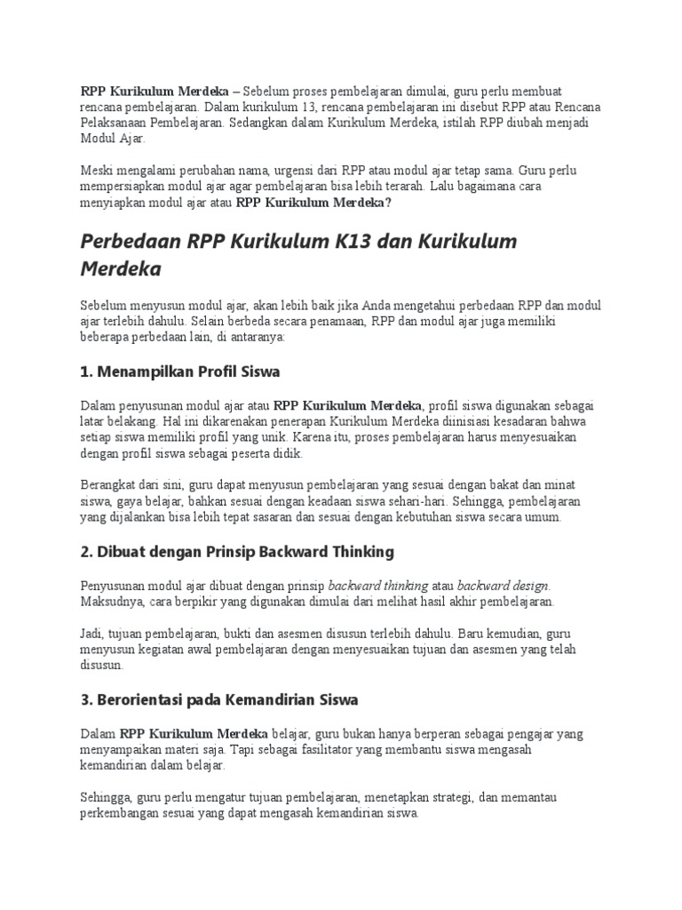 RPP Kurikulum Merdeka Presentasi | PDF