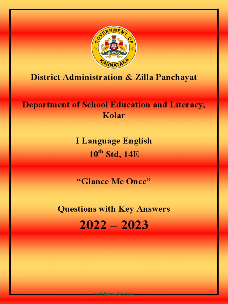 10th STD FL English Glance Me Once 2022-23 by Kolar | PDF | Anne Frank ...