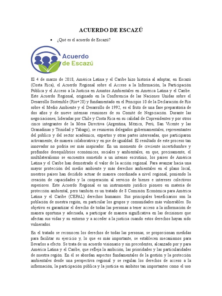 Acuerdo de Escazú, Convenio y Comisión (Cbi) | PDF | Justicia | Crimen y violencia