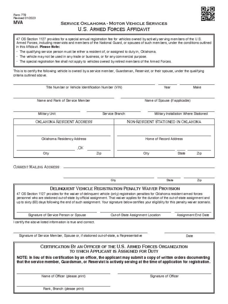 779 US Armed Forces Affidavit R01-2023 | PDF