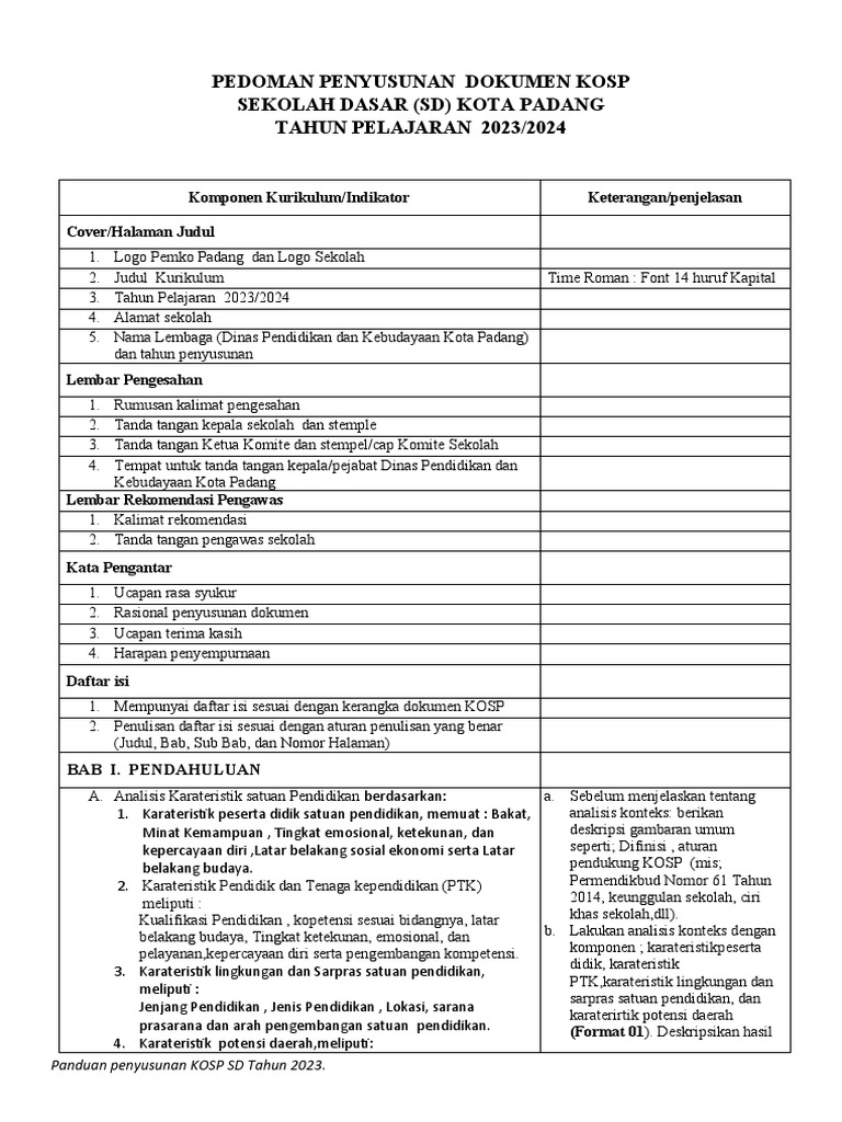 Pedoman Penyusunan KOSP SD 2023... | PDF