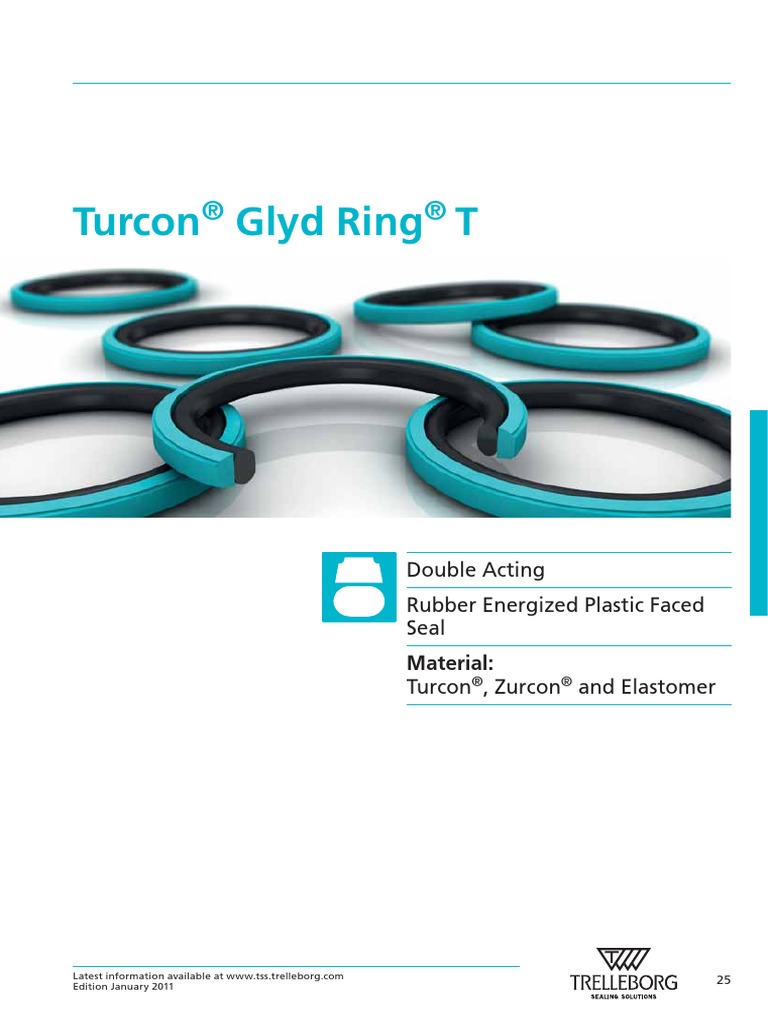 Turcon Glyd Ring T: Double Acting Rubber Energized Plastic Faced Seal ...
