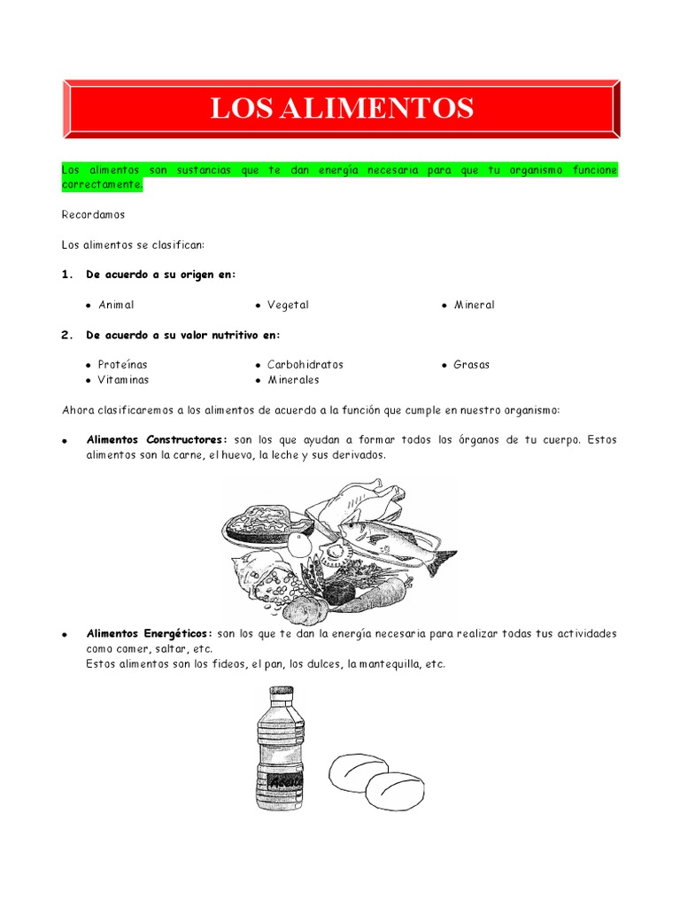 Clasificación de Alimentos y Nutrientes | PDF | Alimentos | Vitamina