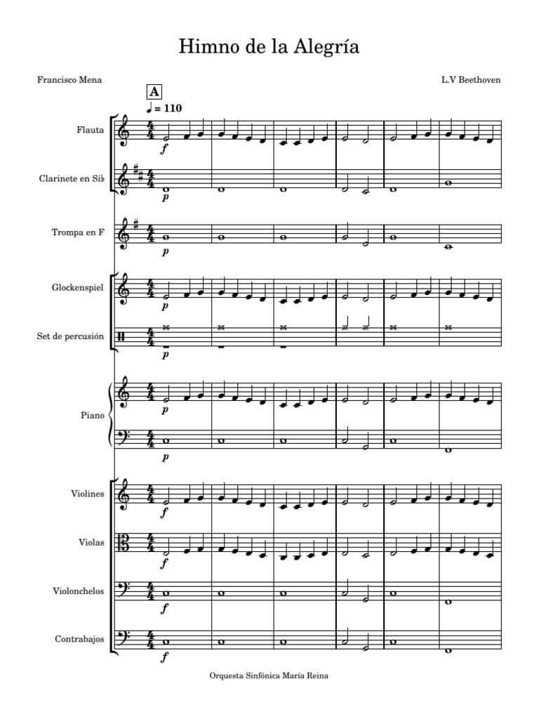 Himno de La Alegría - Partitura - y - Partes | PDF Himno de La Alegría - Partitura - y - Partes | PDF