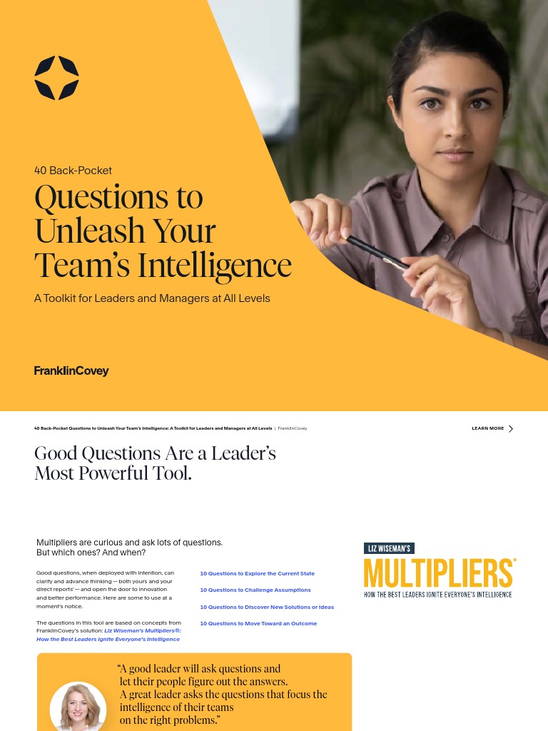 40 Back-Pocket Questions To Unleash Your Team's Intelligence A Toolkit ...