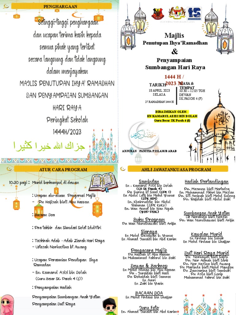 Buku Program Majlis Penutup Ihya' Ramadhan 2023 | PDF