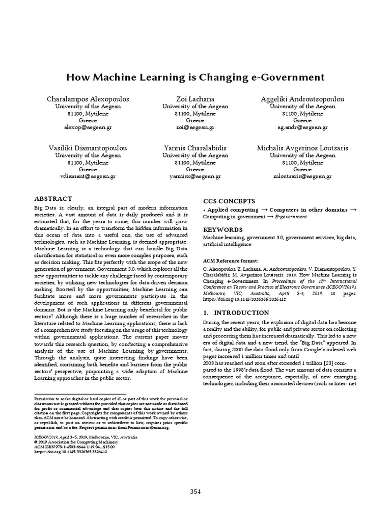 How Machine Learning Is Changing E-Government | PDF | Machine Learning ...
