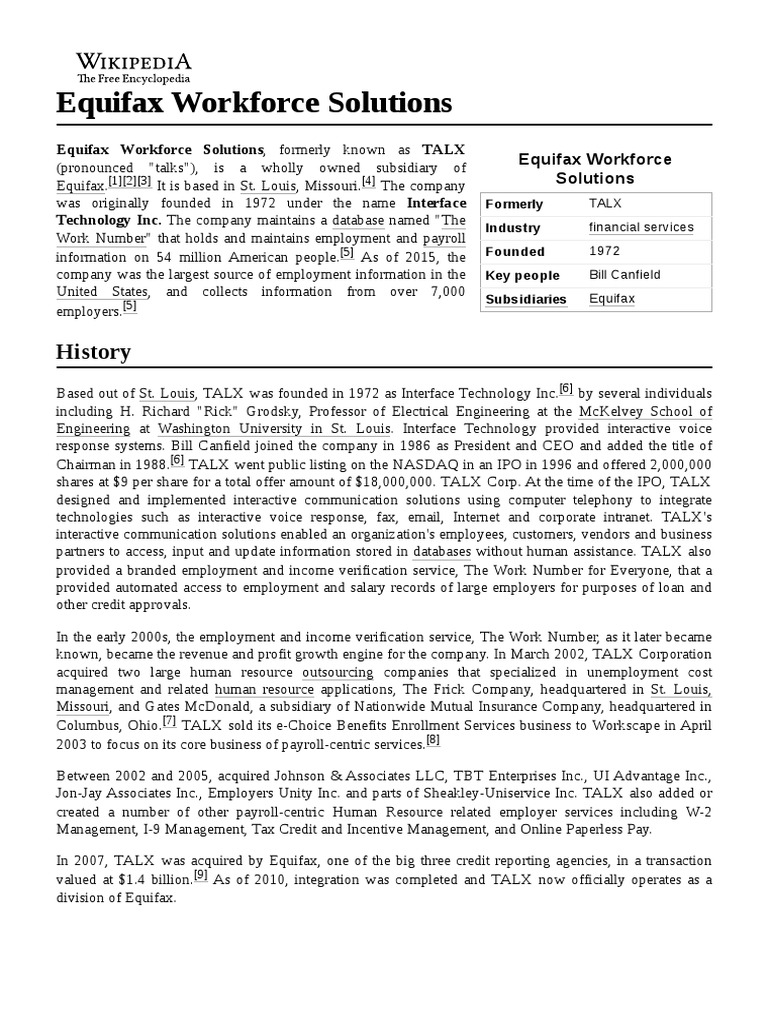 Equifax Workforce Solutions | PDF | Business | Economies