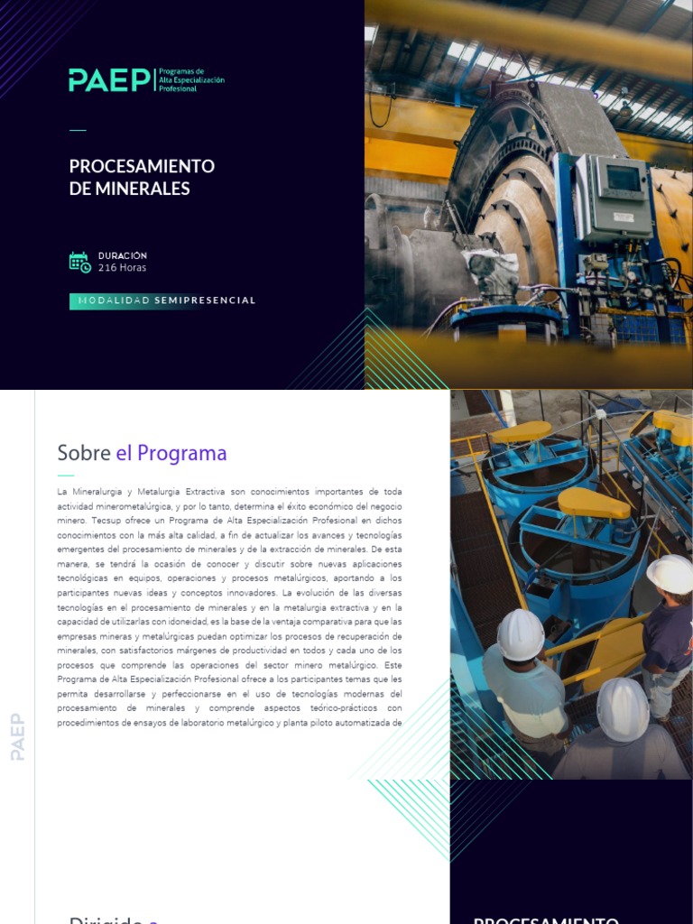 PAEP - SEMI - ARQ - Procesamiento de Minerales 2023 | PDF | Minería ...