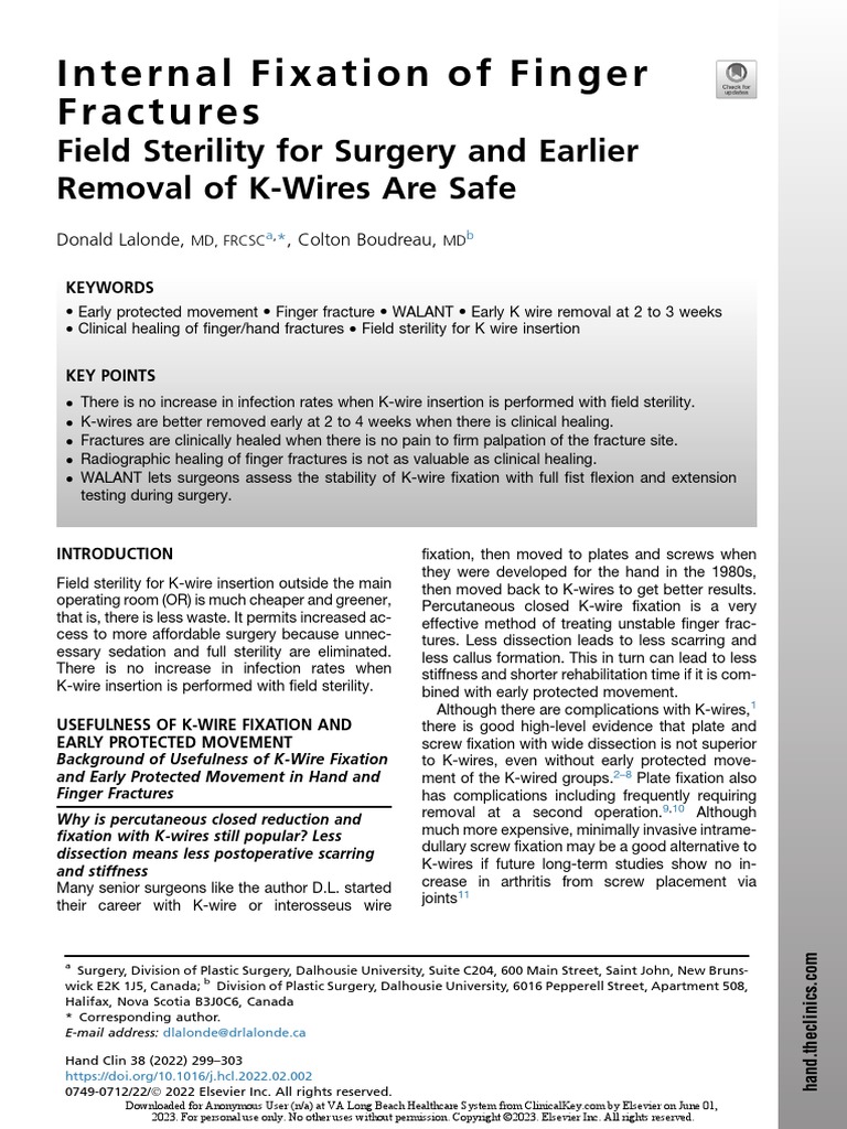 Finger Fractures Early Protected Movement | PDF | Surgery | Radiology
