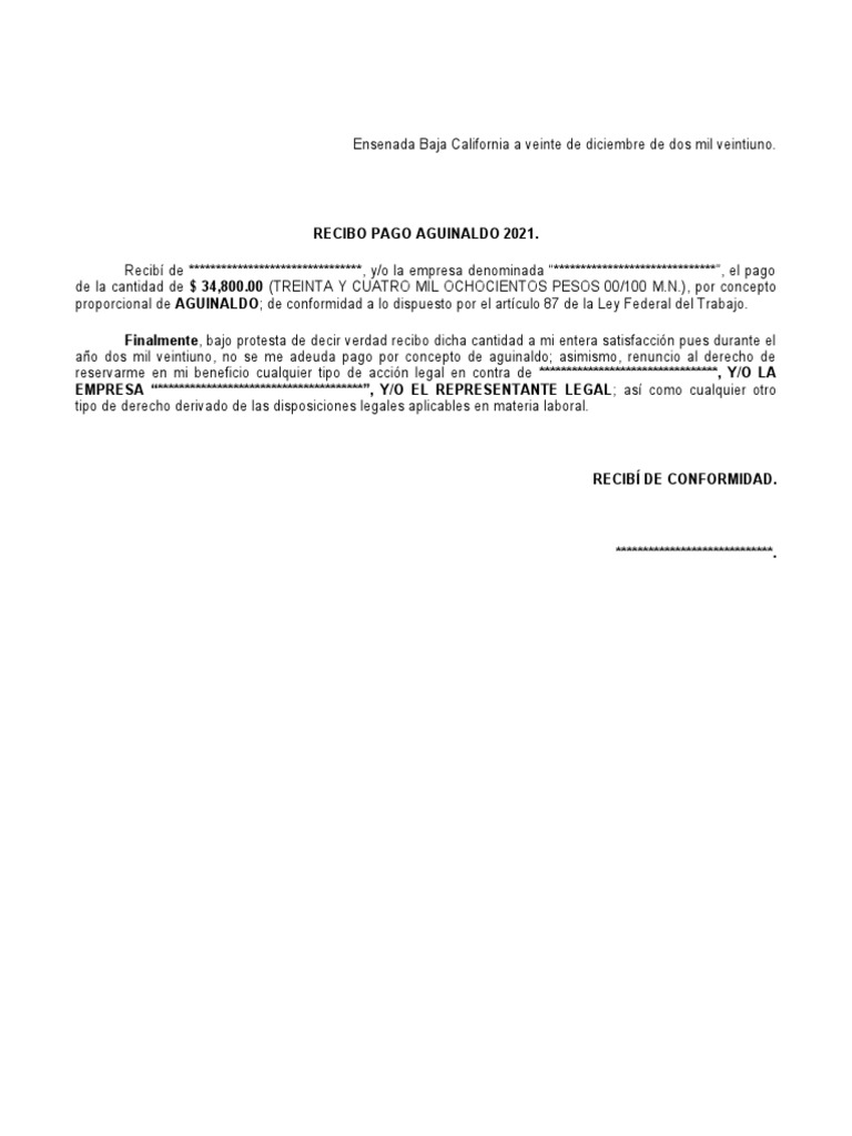 Formato Aguinaldo | PDF