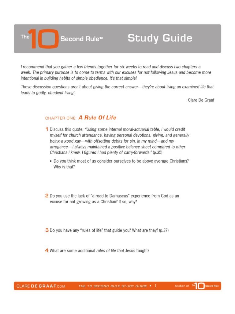 10 Second Rule Study Guide | Forgiveness | Jesus