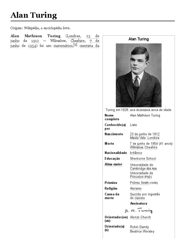 Alan Turing - Wikipédia | PDF | Alan Turing