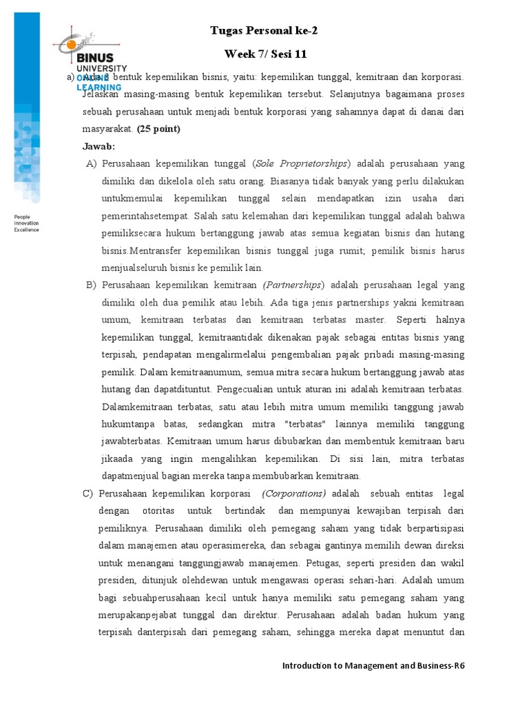 Introduction To Management and Business TP 2 | PDF | Hukum