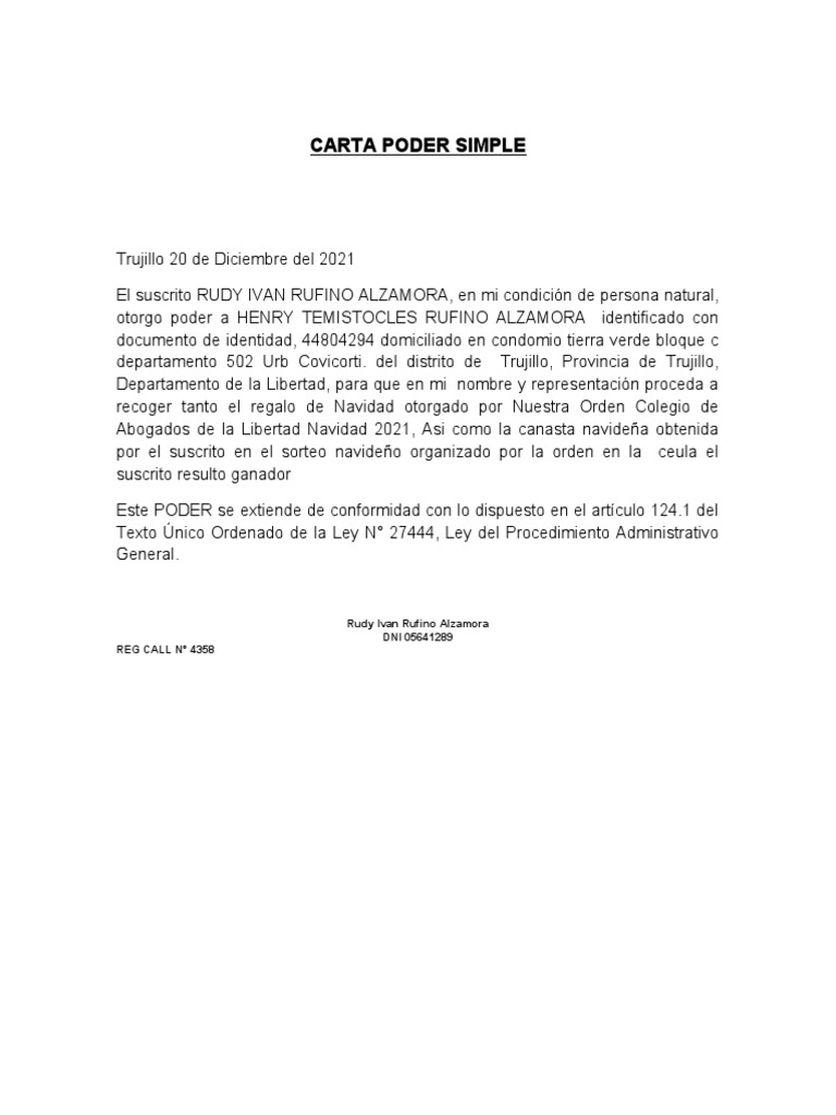 Carta Poder Simple | PDF