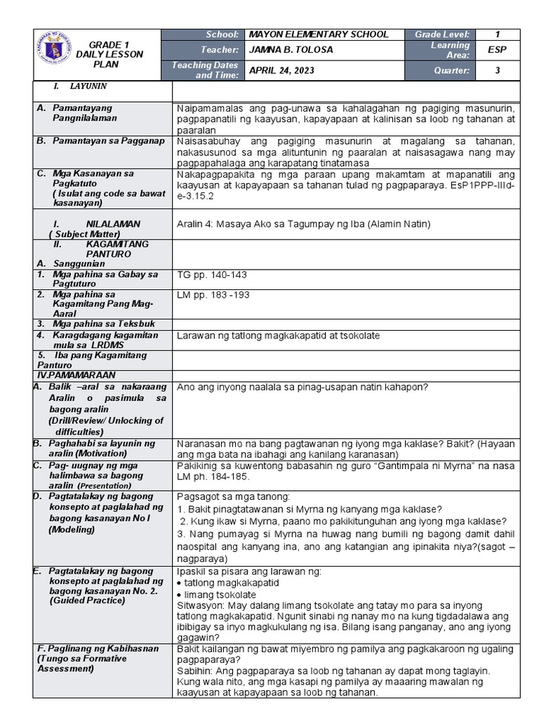 Q3 Esp DLP April 24 2023 | PDF
