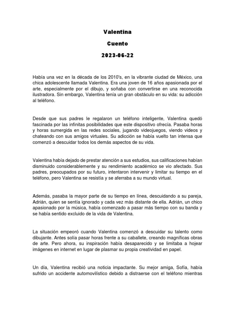 La transformación de Valentina | PDF