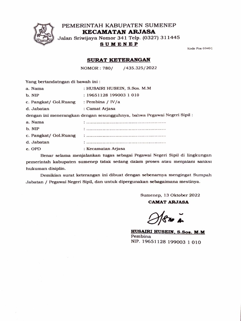 Surat Keterangan Dan Daftar Riwayat Hidup | PDF