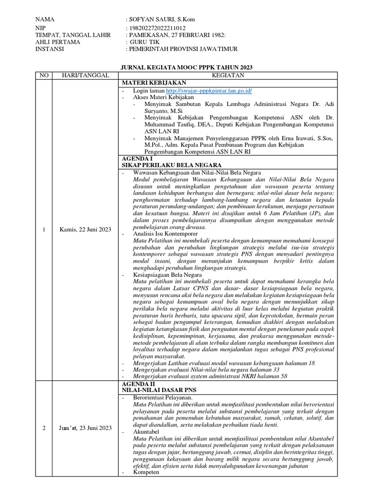 Jurnal Mooc Pppk-Sofyan Sauri-198202272022211012 | PDF